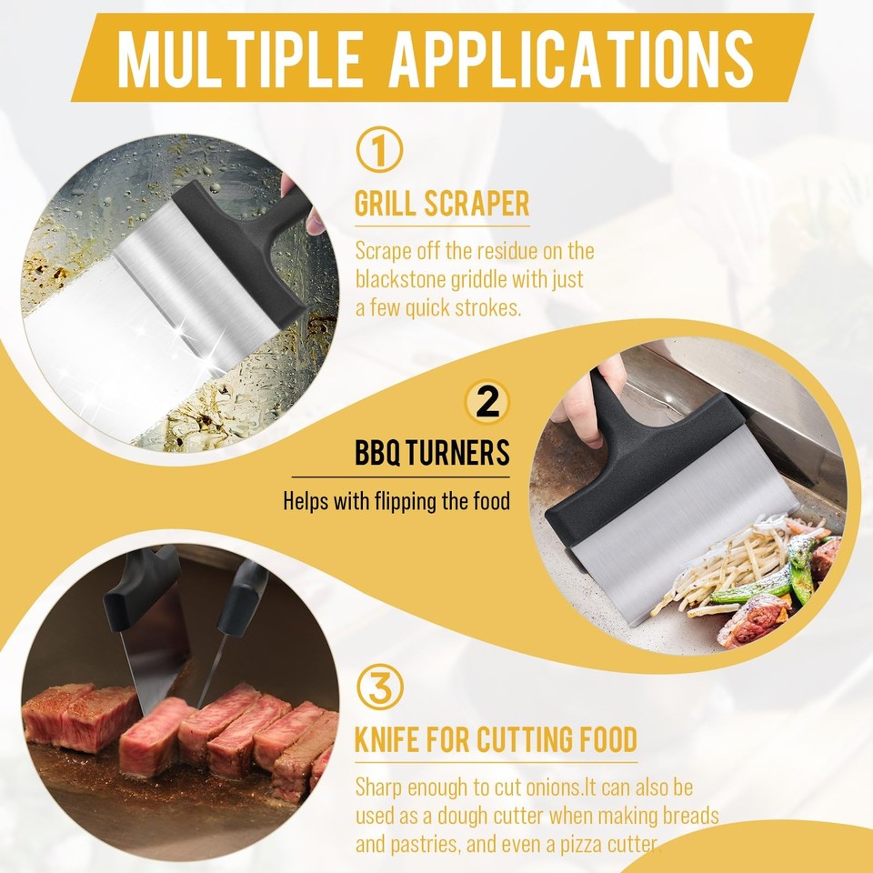 Heavy Duty Grill Scraper Stainless Steel Griddle Scraper with 5" Handle ...