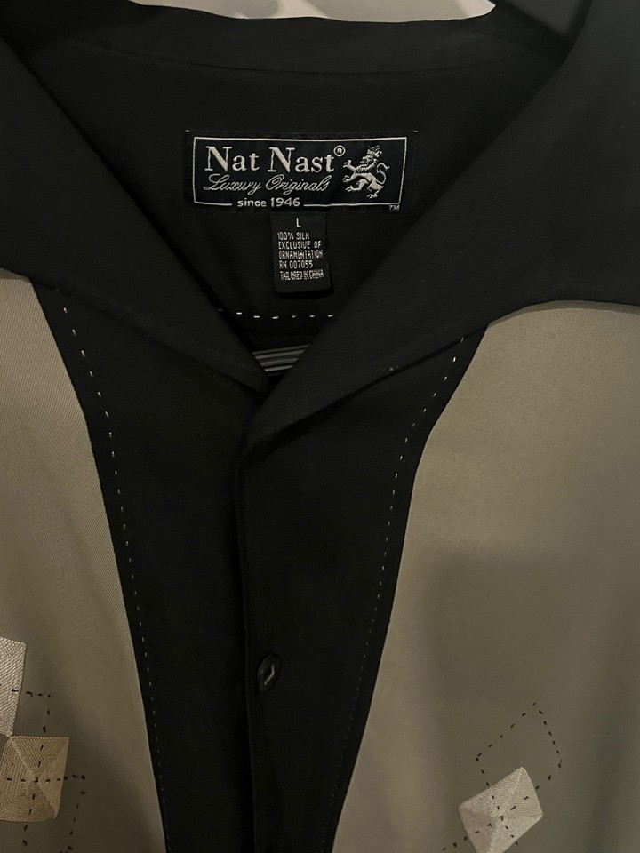 NAT NAST Charlie Sheen Style! Black/Lava 100% Silk Ornamentation Large ...