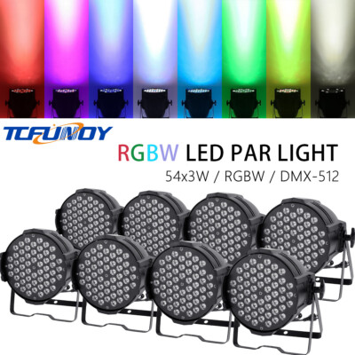 8PCS 180W RGBW 54 LED Par Can Wash Light DMX Party DJ Disco Show Stage ...