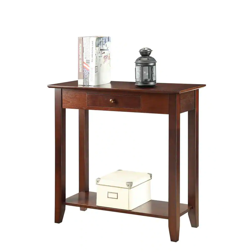Convenience Concepts Console Table Espresso Wood Small Drawer Rectangle ...