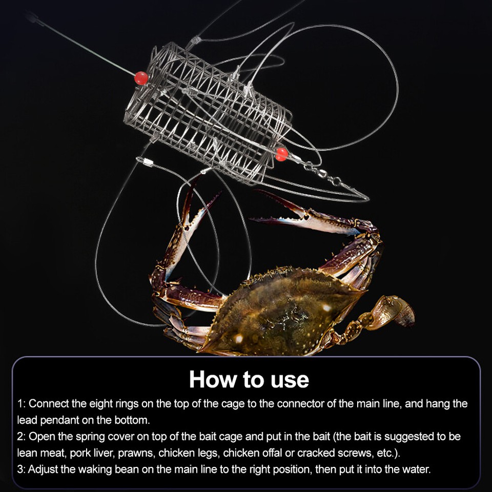 Portable Crab Lobster Crayfish Snare Trap Cage Pot Pier Kayak Fish ...