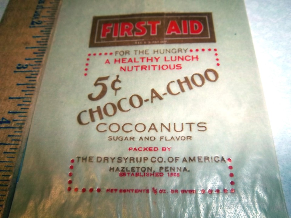 vintage 1930s Choco-a-choo Cocoanuts bag, First aid for the hungry ...