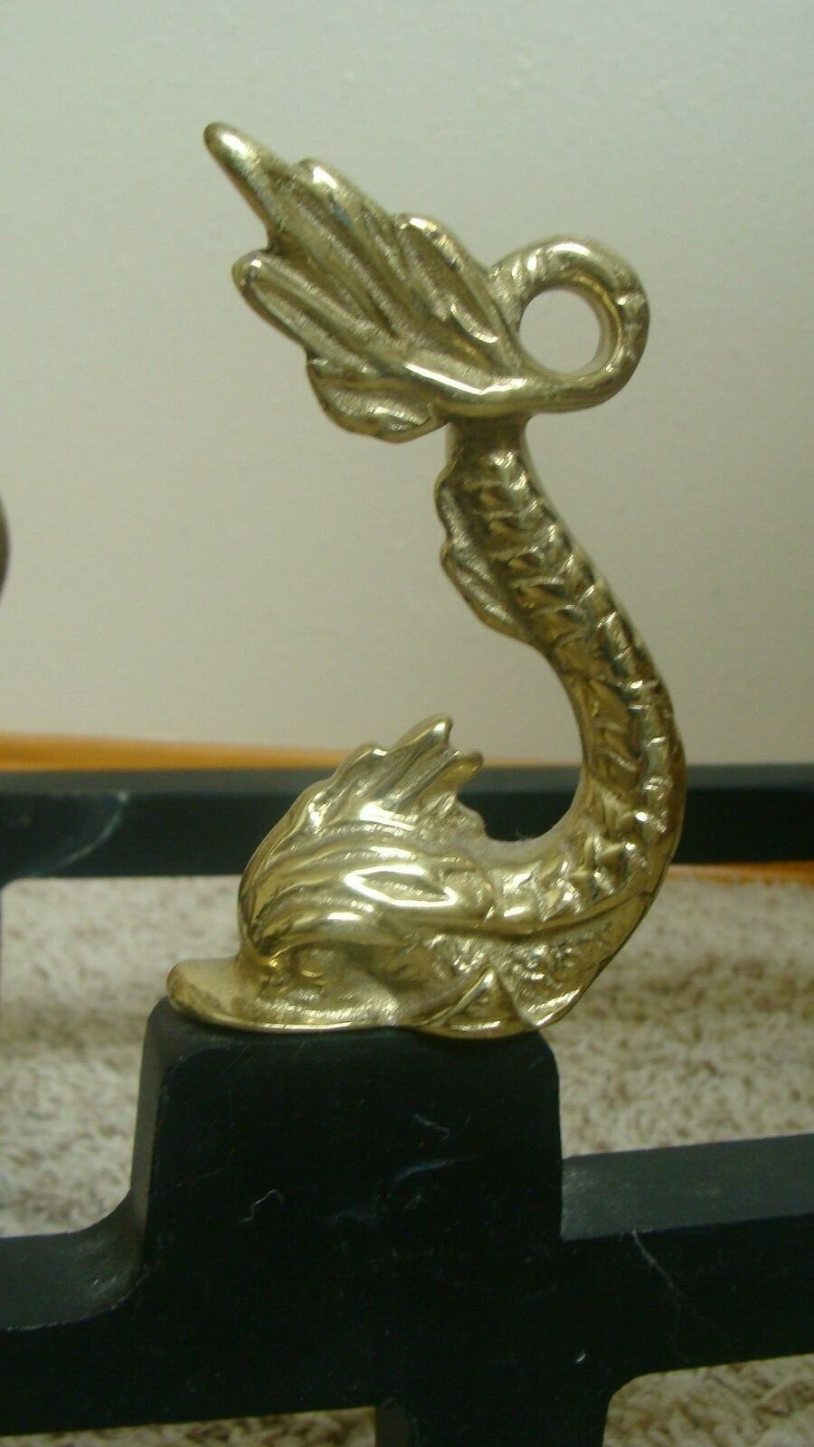 RARE STUNNING Virginia Metalcrafters Pair of Brass Dolphin Andirons ...