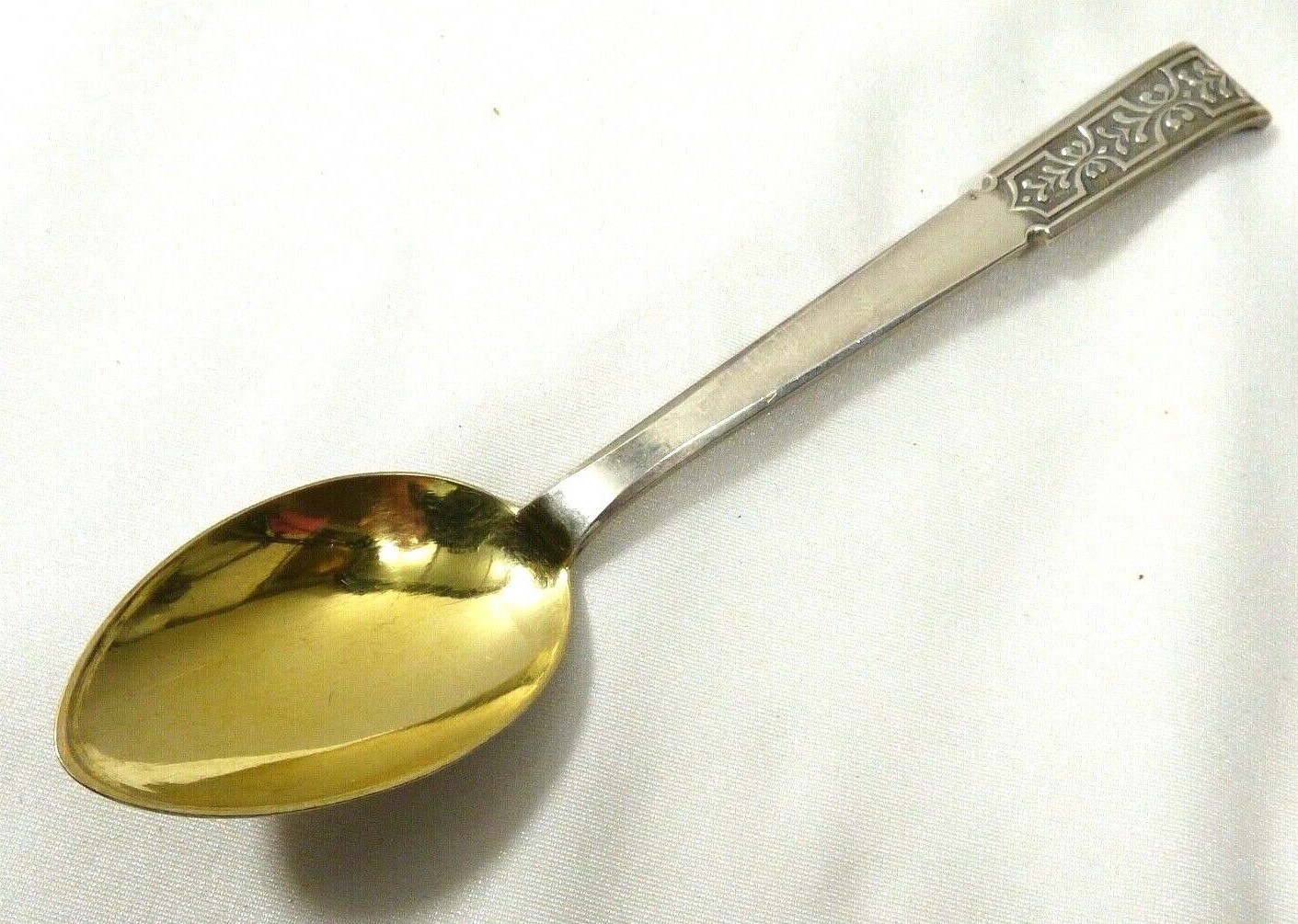 1950's USSR Russian 875 Silver Tea Spoon Gold wash Bowls ornate handle ...