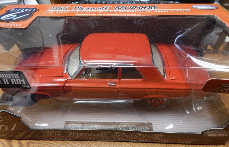 HIGHWAY 61 1965 PLYMOUTH BELVEDERE II RO1 RED COLOR 1/18 NIB RARE LQQK ...