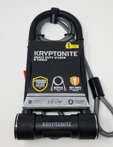 New Kryptonite Heavy Duty U-Lock & Looped Cable 14mm Level 5 Bike ...