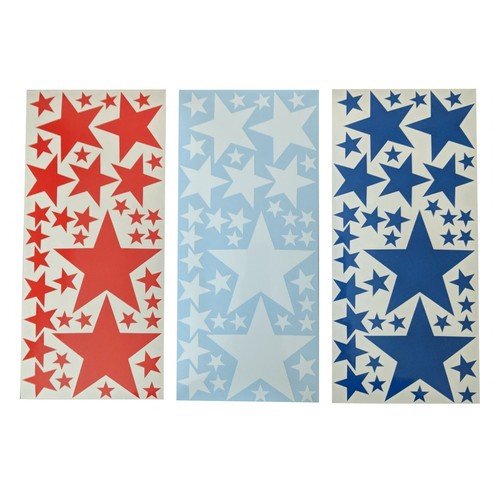 Red White & Blue Star Decals, 123 stars, Indoor/Matte or Outdoor/Gloss ...