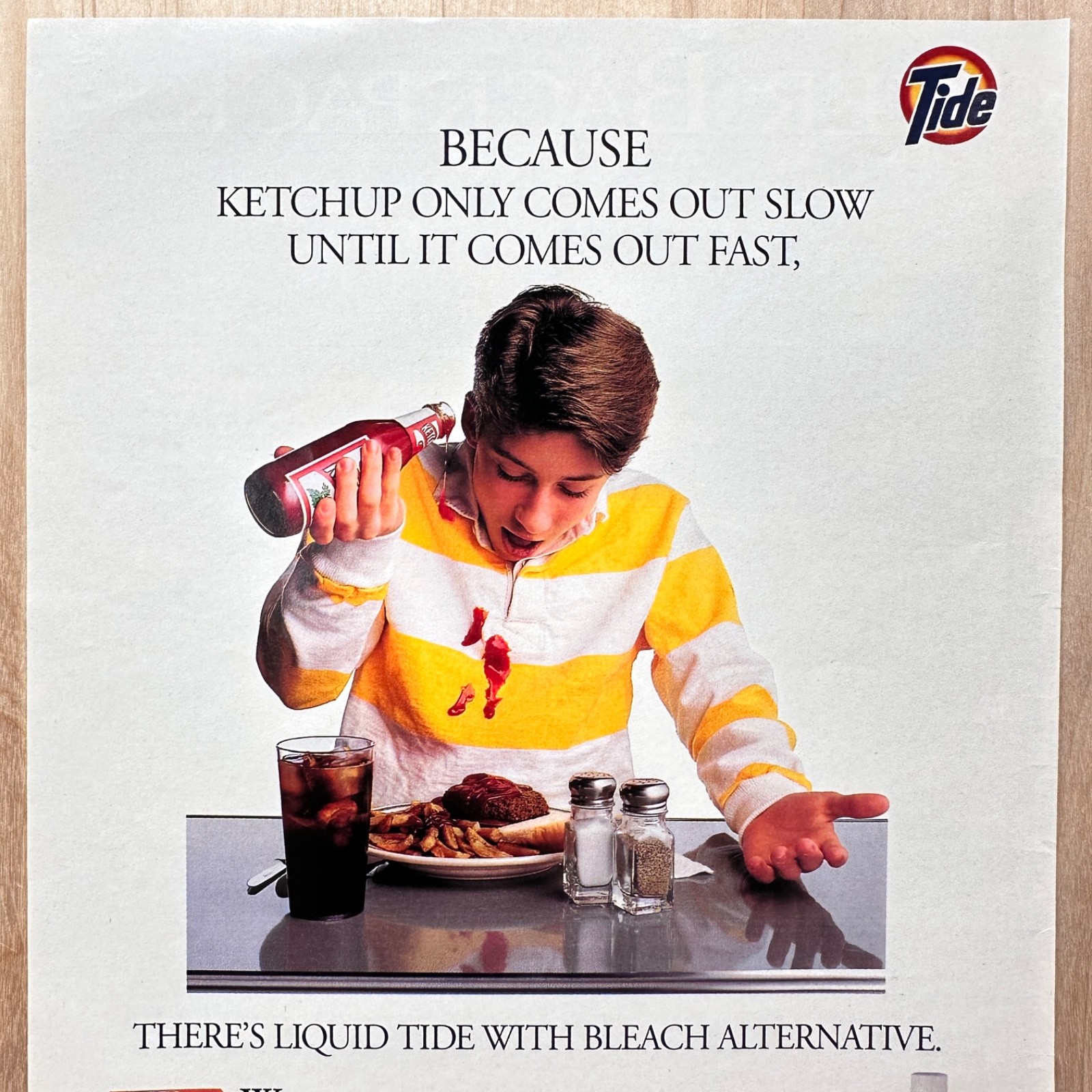 1993 Tide Detergent Bleach Vintage Print Ad Boy Eating Hamburger ...