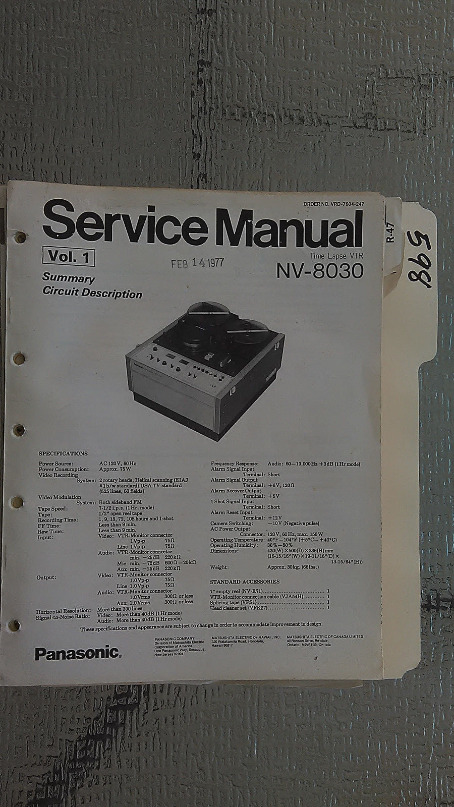 Panasonic nv-8030 service manual original repair book time laspe ...