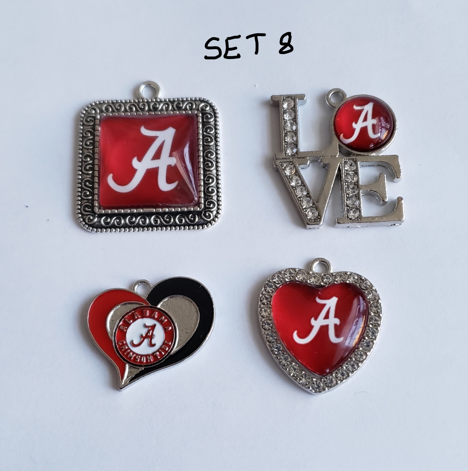 Sale 4pcs charms of Alabama Crimson Tide College team top glass, enamel ...