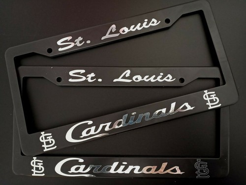 Set of 2 - St. Louis Cardinals Car License Plate Frames Black Plastic ...