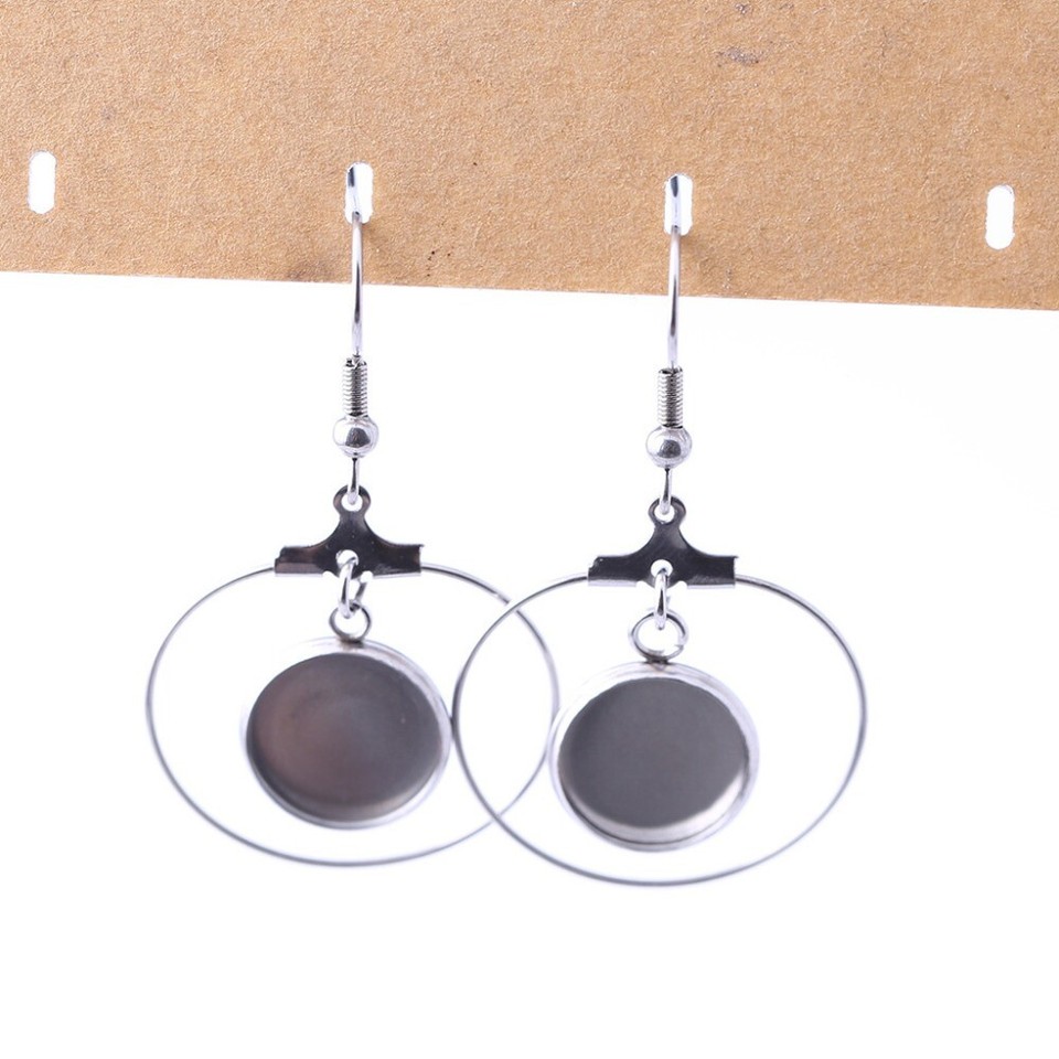 2Pcs Blank Cabochon Earring Base Setting Stainless Steel Trays Jewelry ...