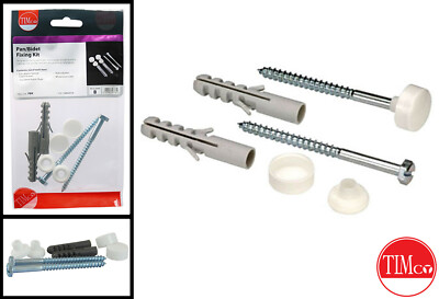 8 Piece TiMCO Toilet Pan Bidet Fixing Kit Screws Plugs Nylon Bushes ...