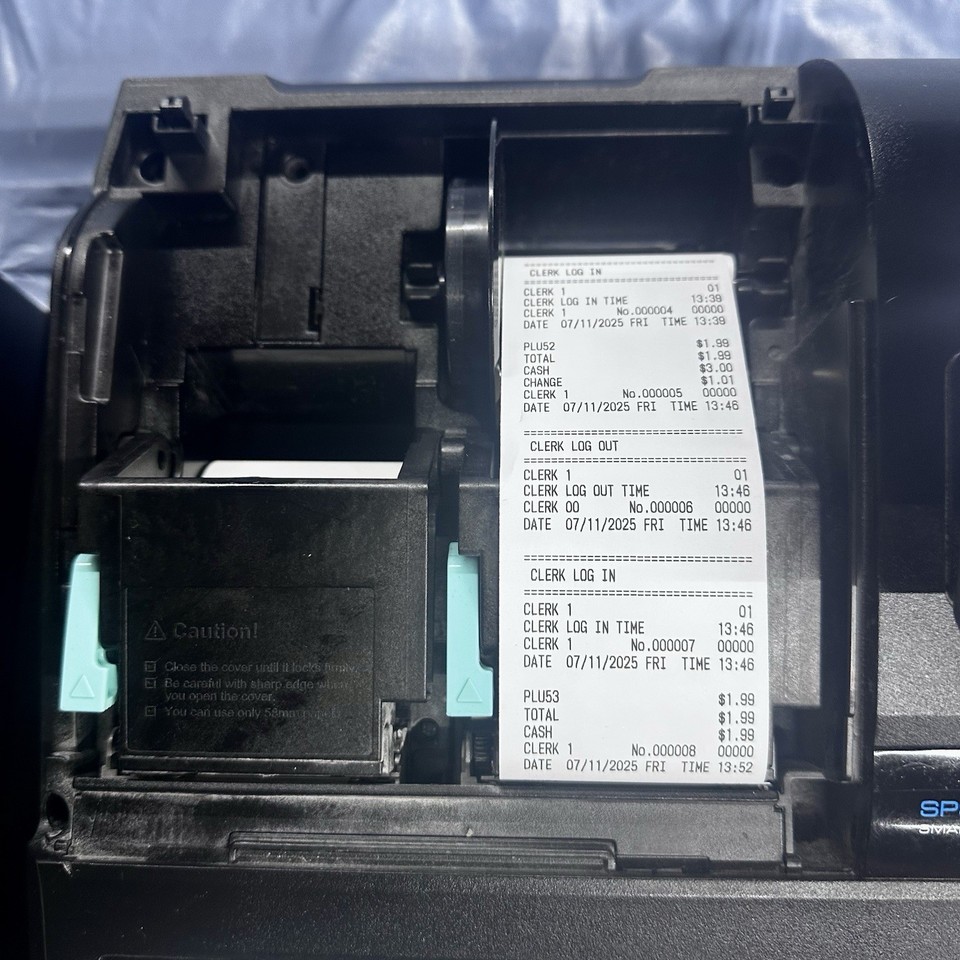 SAM4S SPS-300 Series SPS-345 Retail Cash Register + Keys & Thermal ...