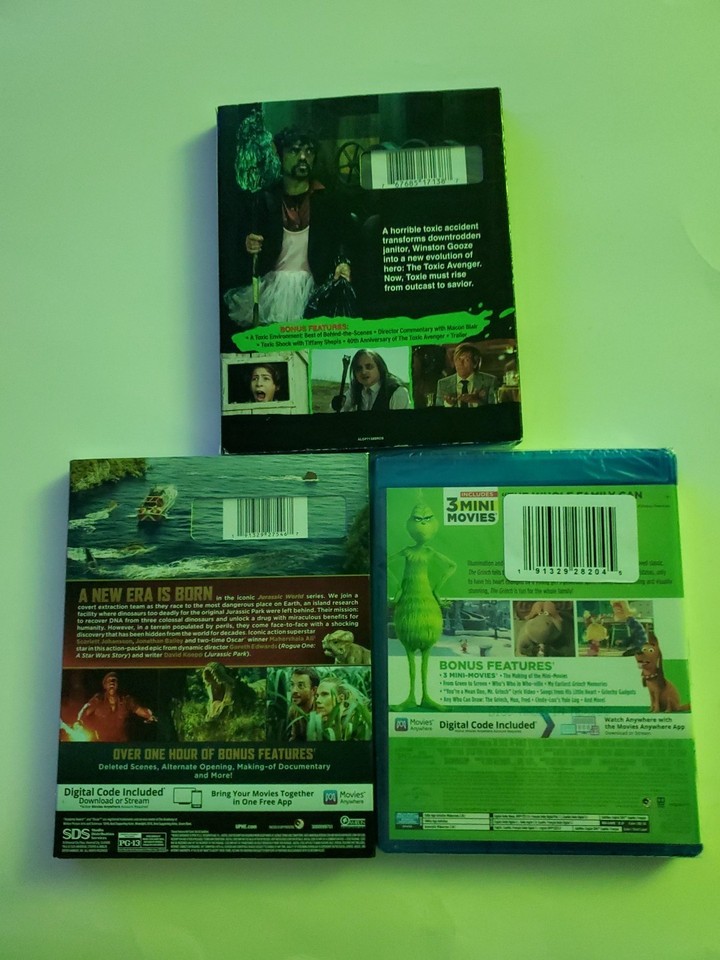 3 BLU-RAY MOVIE LOT, THE TOXIC AVENGER + JURASSIC WORLD REBIRTH + THE ...