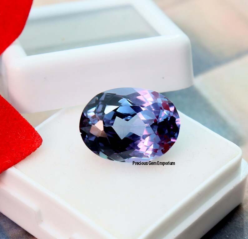 13-15Ct Natural Alexandrite Color Changing Oval Cut Certified Loose ...