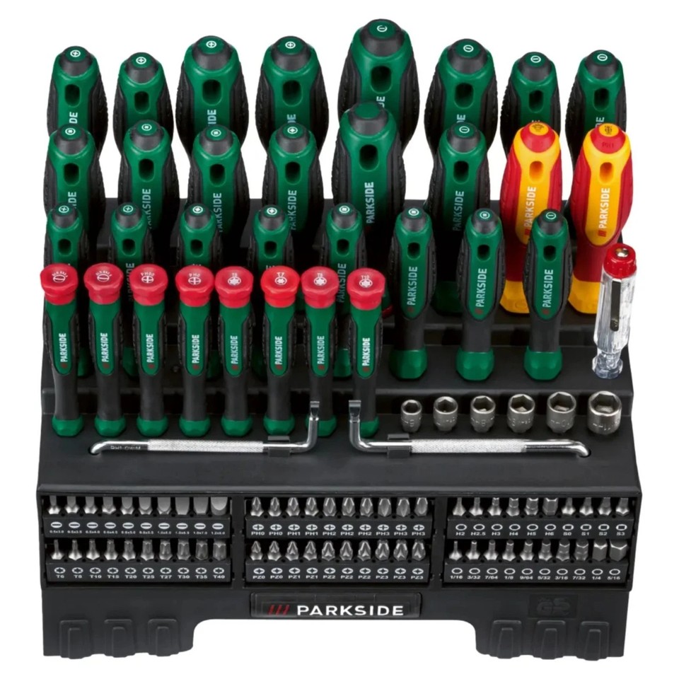 Parkside 101 Piece Screwdriver & Bit Station Set With Magnetic Tips ...