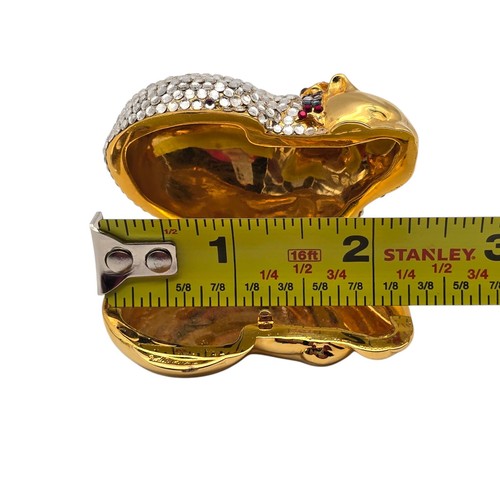 Small Judith Leiber Resting Cat Pill Box with Swarovski Crystals Gold ...