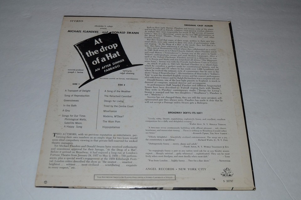 Michael Flanders and Donald Swann~At The Drop Of A Hat~Farrago~FAST ...