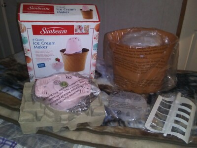 SUNBEAM 4-QUART ICE CREAM MAKER New in open box Design-Aluminum Mixing ...