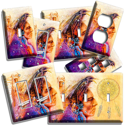 NATIVE AMERICAN INDIAN CROW CHIEF LIGHT SWITCH OUTLET WALL PLATE ROOM ...