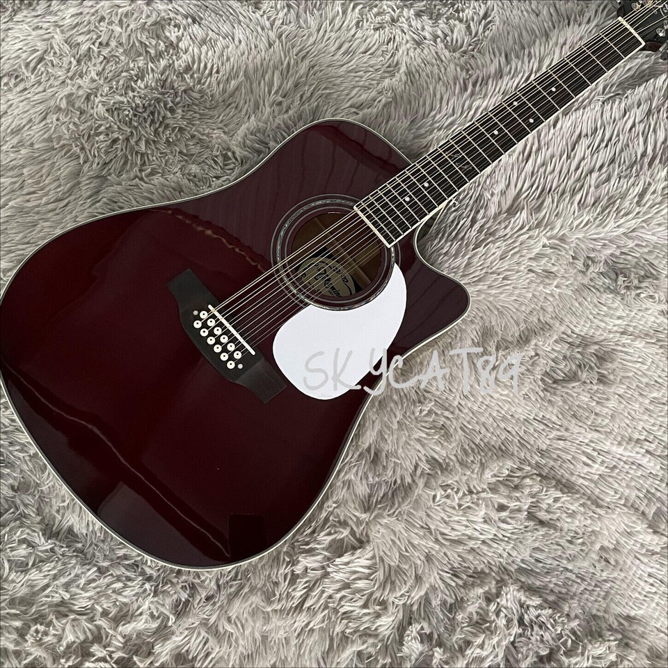 Red Takamine 12 Strings Acoustic-Electric Guitar Mahogany Neck Bone Nut ...