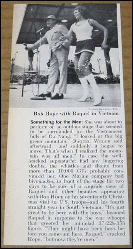 1968 Bob Hope Raquel Welch in Vietnam Newsweek Clipping Photo 3"x6.75 ...