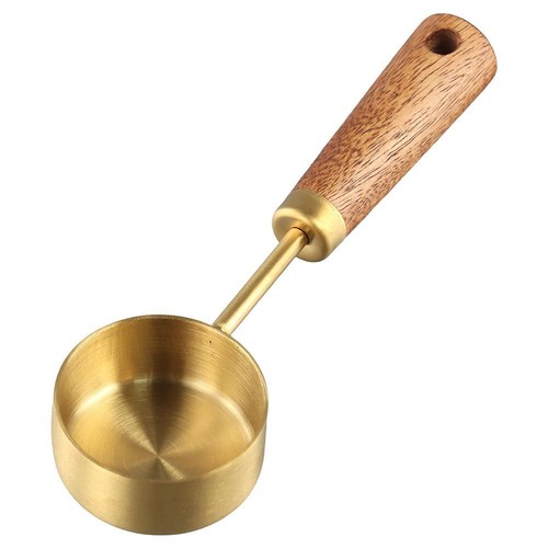 Stainless Steel Tea Scoop Wooden Handle Coffee Spoon New Measuring ...