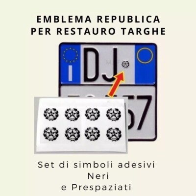 ADESIVI REPUBBLICA ITALIANA PER TARGA AUTO SIMBOLO EMBLEMA RI STEMMA ...