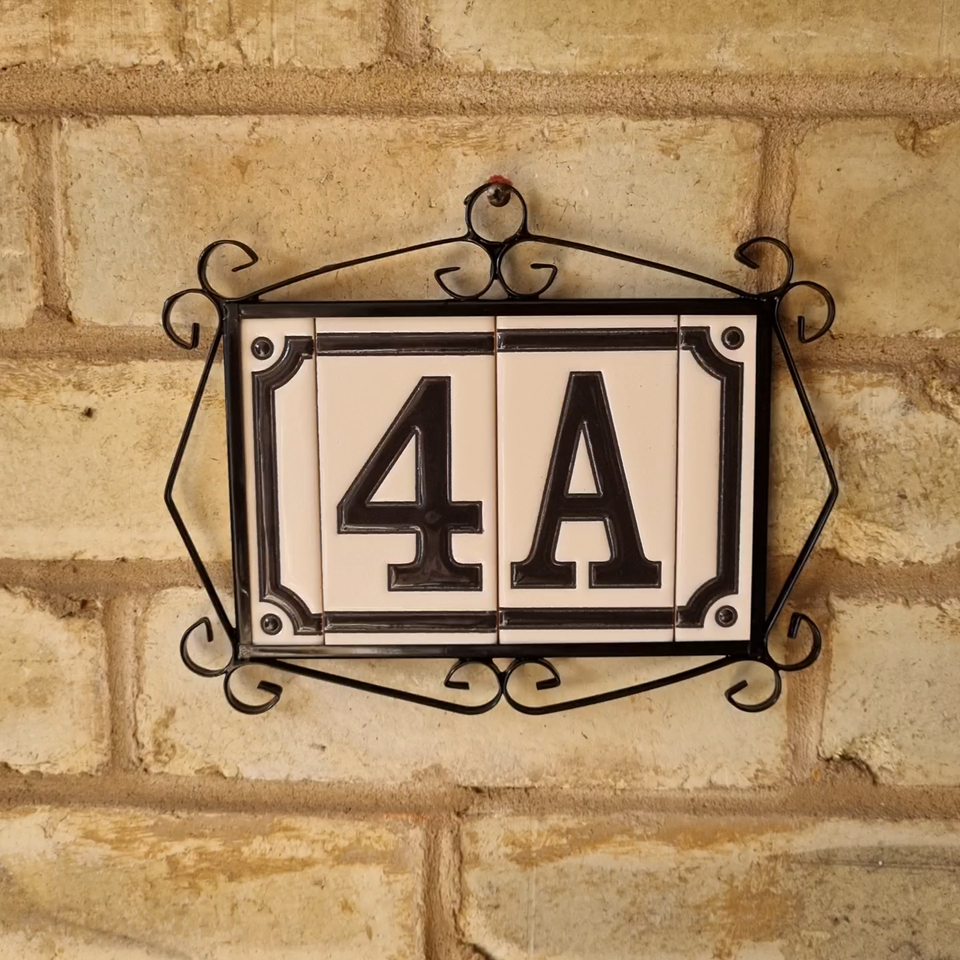 French Styled Hand-painted Address White Ceramic Number Tiles 11 x 5.5 ...