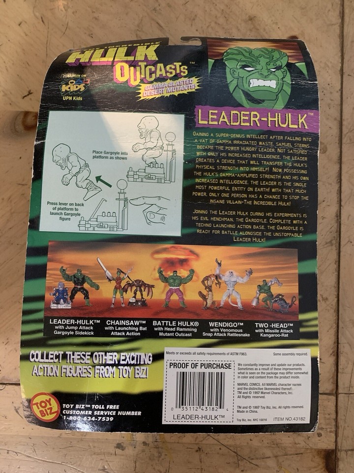The Incredible Hulk Outcasts Leader-Hulk w/ Gargoyle Figure ToyBiz 1997 ...