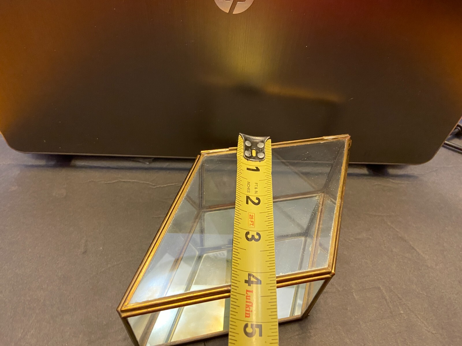 Vintage Brass Angled Glass Display Case Mirror Back Made In Mexico | eBay