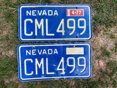VINTAGE 1977 NEVADA LICENSE PLATE PAIR/SET BLUE/WHITE | eBay