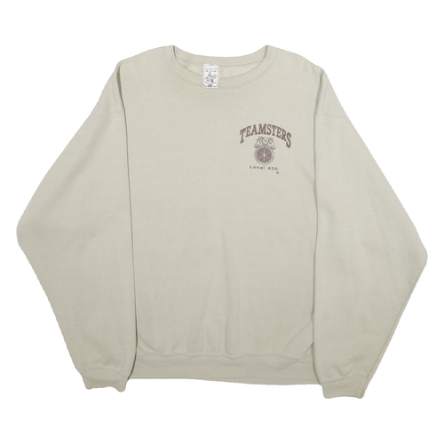 ALORE Mens Beige Teamsters Crew Neck 2XL Cotton Blend Sweatshirt Casual ...