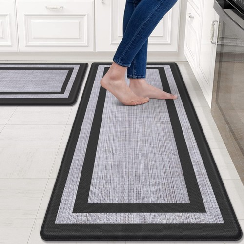 Kitchen Mat [2 PCS] Cushioned Anti-Fatigue Non-Skid Waterproof Rugs ...
