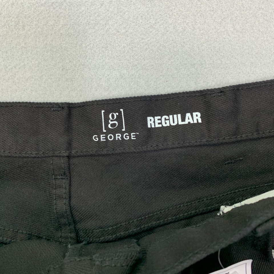 George Men Jeans Regular Fit Size 42x30 Black Straight Leg Mid Rise ...