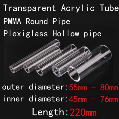 1pcs 220mm Length 55mm-80mm OD Transparent Acrylic Tube PMMA Hollow ...