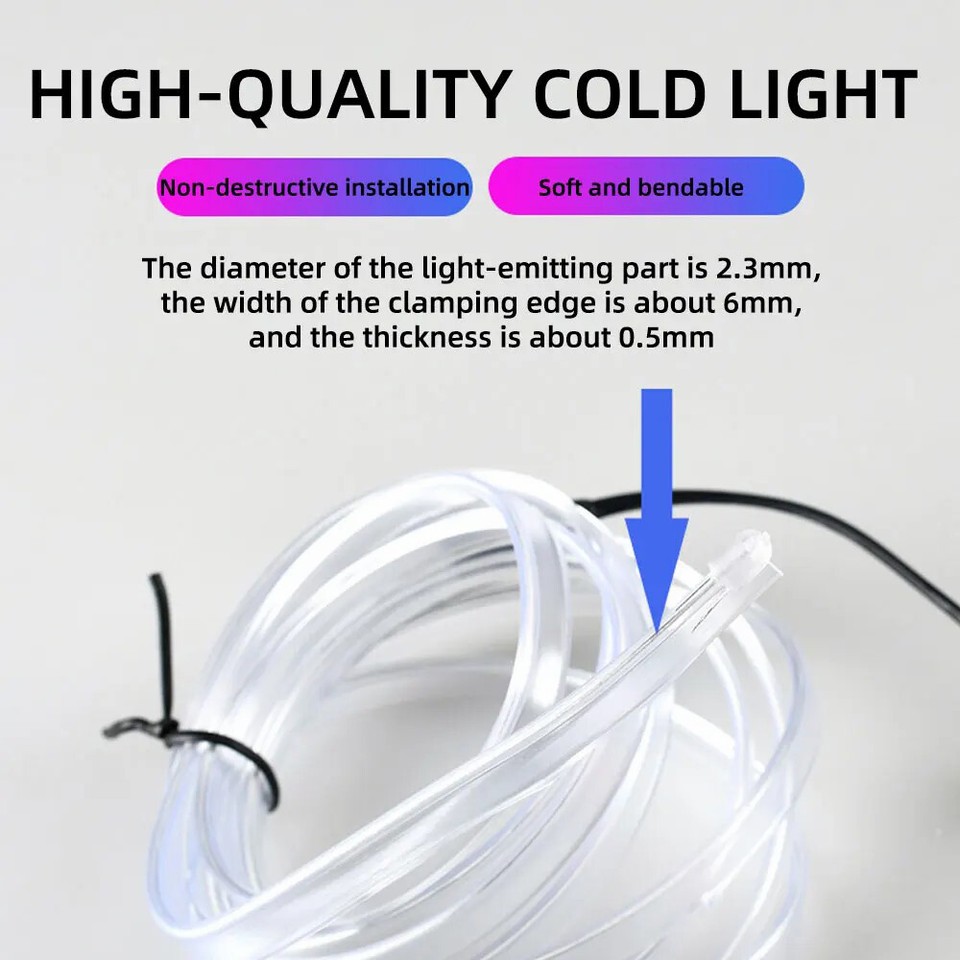 16FT Auto Car Interior Atmosphere Wire Strip Light LED Decor Lamp ...