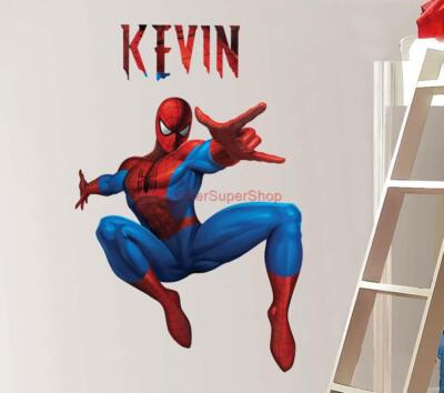 PERSONALIZED SPIDER-MAN Decal Removable WALL STICKER Decor Art Comics ...