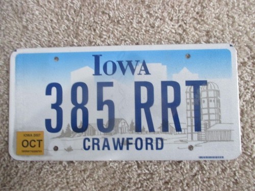 IOWA - USA number plate 385 - RRT FLAT ISSUE free postage | eBay Australia