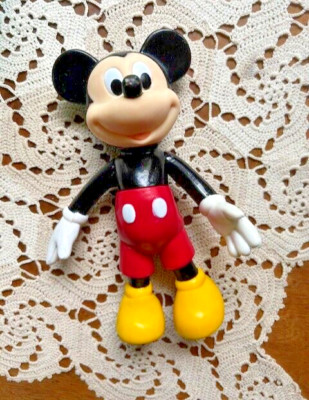 Vintage Mickey Mouse Figurine Hard Plastic Posable Disney Toy Eclectic ...