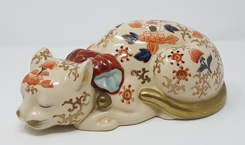 Vintage Japanese Porcelain Sleeping Cat Marked Signed, Imari Kutani Cat ...