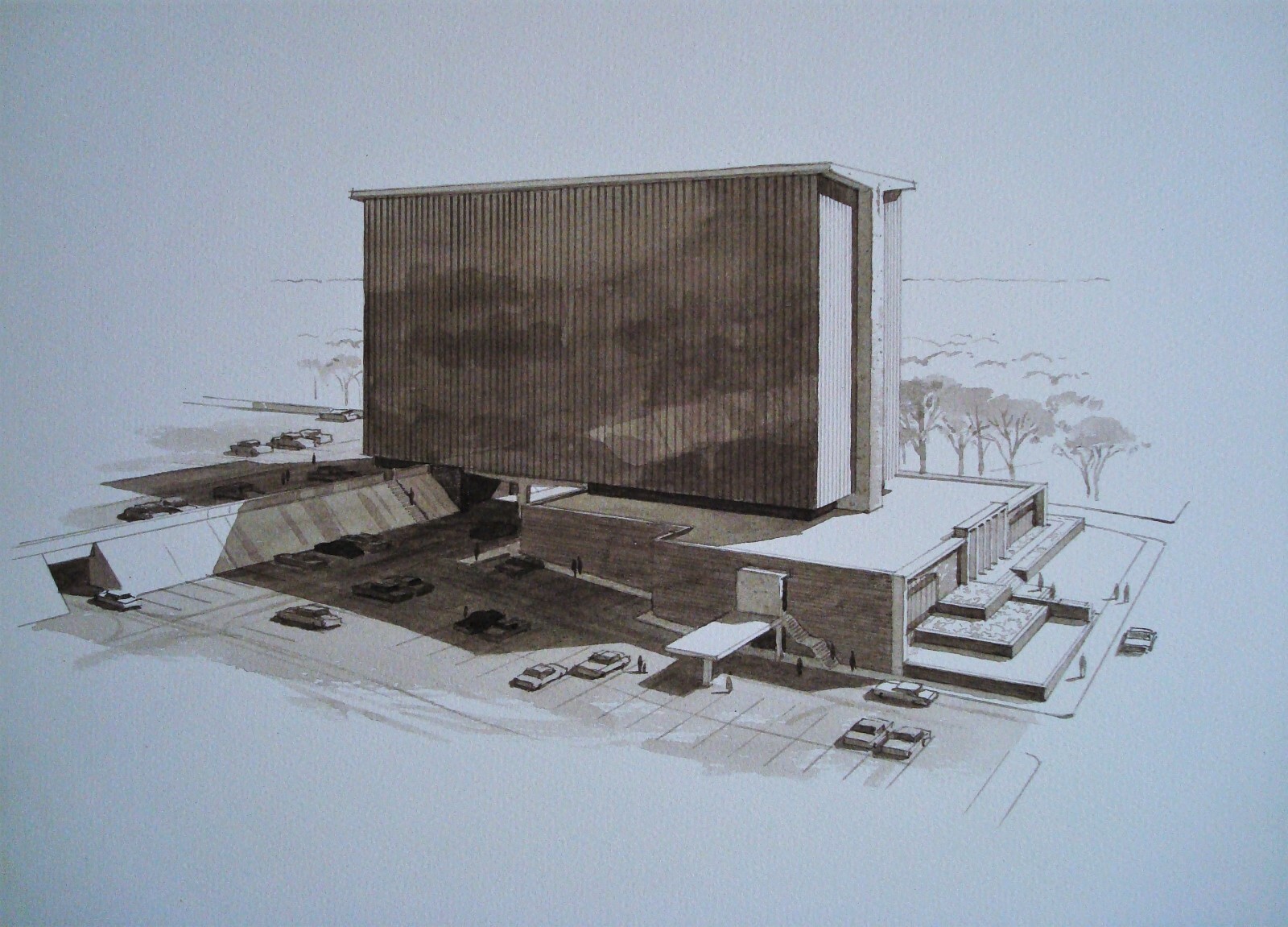 DORAN BARHAM - The Doctor's Building, Kansas Watercolor Architectural ...