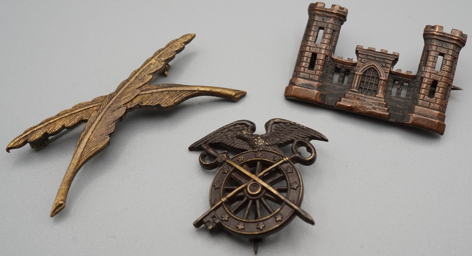 WWI Army Quartermaster, Engineer & Field Clerk Officer Insignia Pins ...