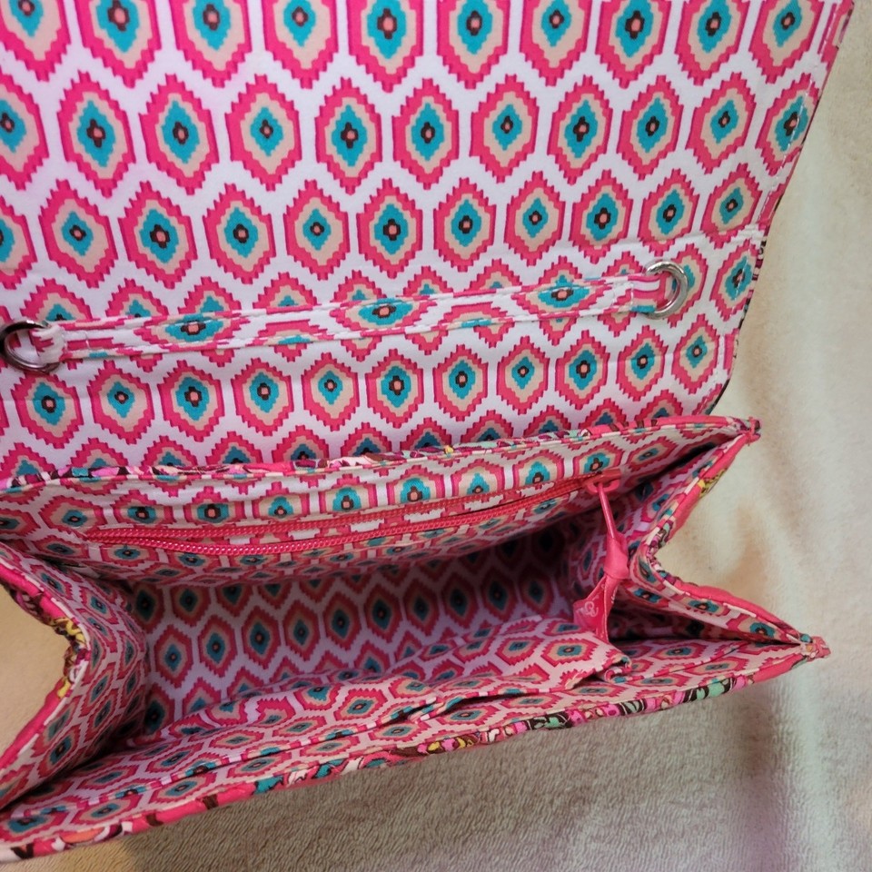 Vera Bradley Call me Coral Pink Paisley Clutch Handbag Turn Lock -No ...