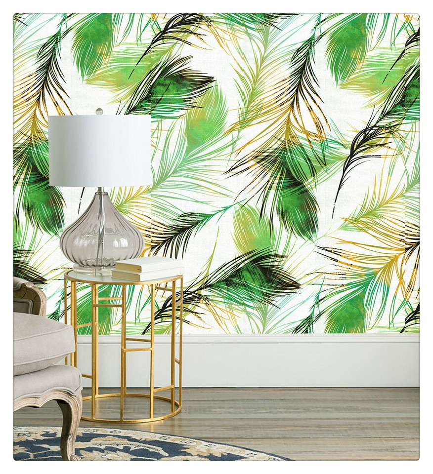 Vinyl 6 Meter Palm Leaf Contact Paper Self Adhesive Wallpaper Removable ...