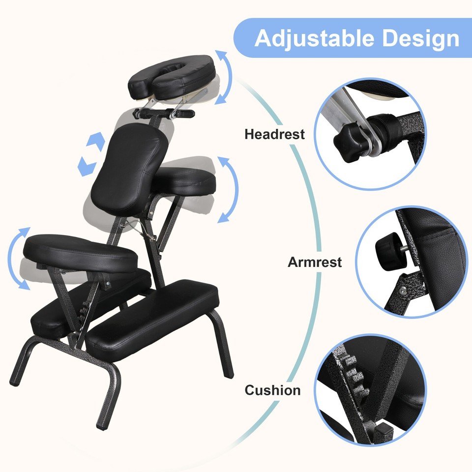 Portable Massage Chair Foldable Tattoo Therapy Chair 4" Thick Sponge w ...