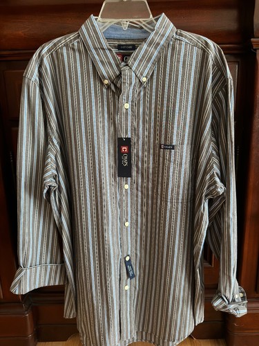 Mens Chaps Striped Button Down Long Sleeve XL | eBay