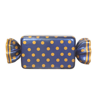 5' Wrapped Rectangle Candy with Navy Blue Wrapper with Orange Polka ...