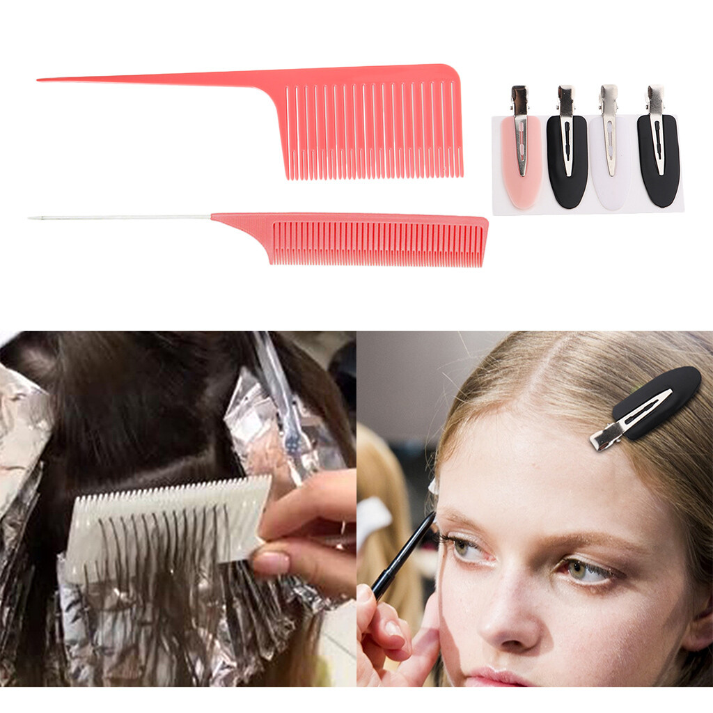 Weaving Highlight Foiling Hair Comb with No Bend Hair Clips Hair ...